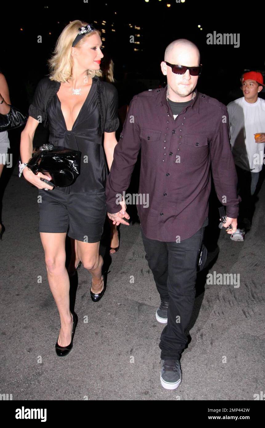 Paris Hilton and Benji Madden arrive at the Crown Bar in Los Angeles ...
