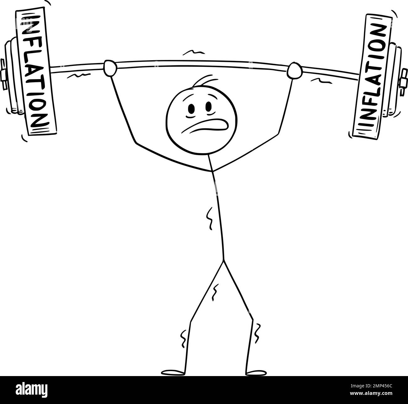 Person Holding Inflation Weight , Vector Cartoon Stick Figure ...