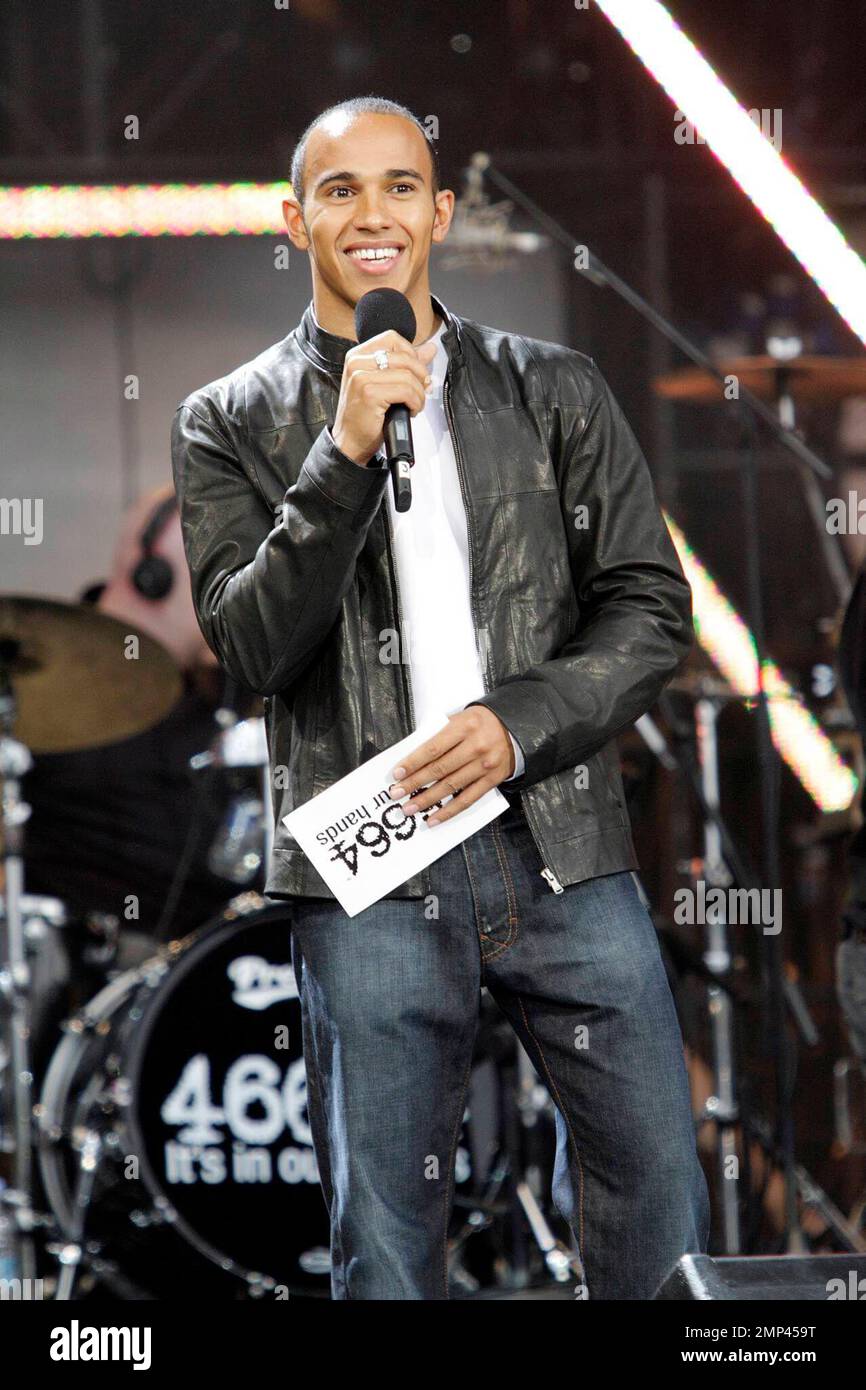 UK Formula One racing driver Lewis Hamilton appears at the 46664 ...