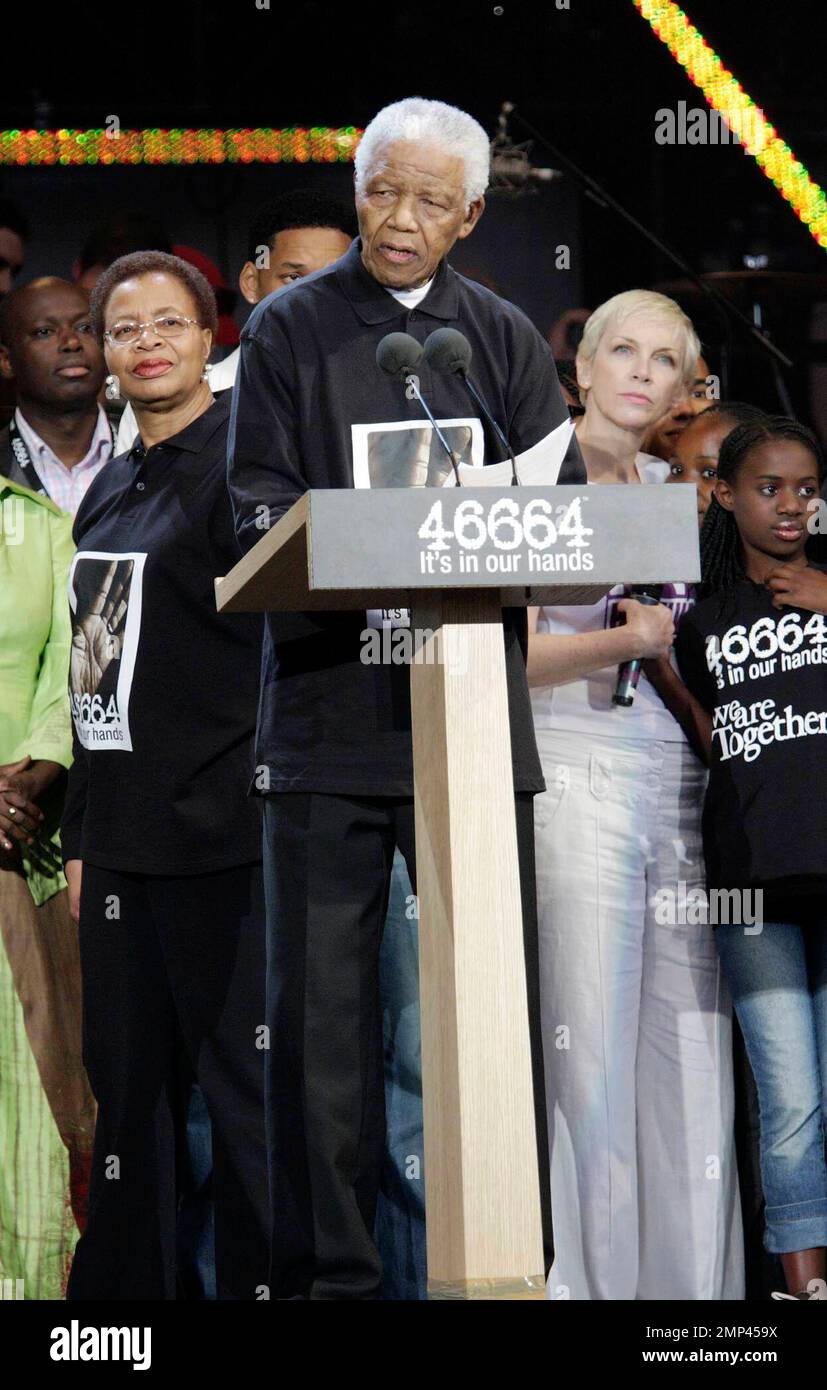 Nelson Mandela appears to make a speech at the 46664 Concert Honouring ...