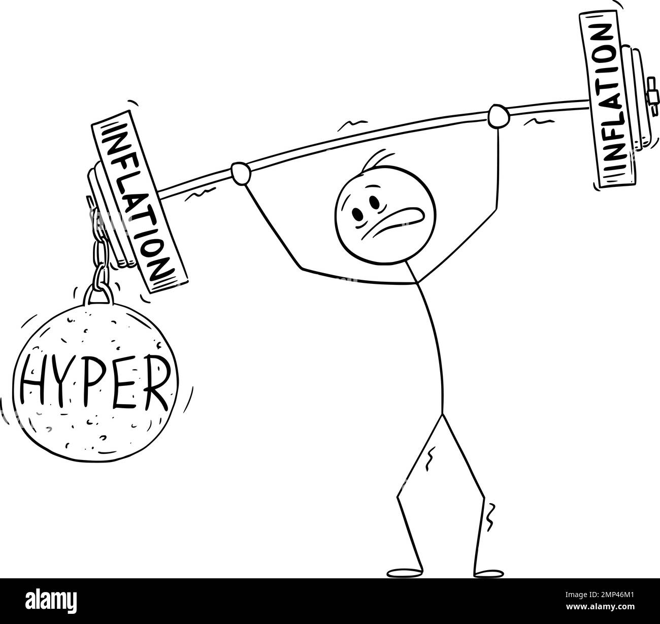 Person Trying to Withstand the Hyperinflation , Vector Cartoon Stick ...