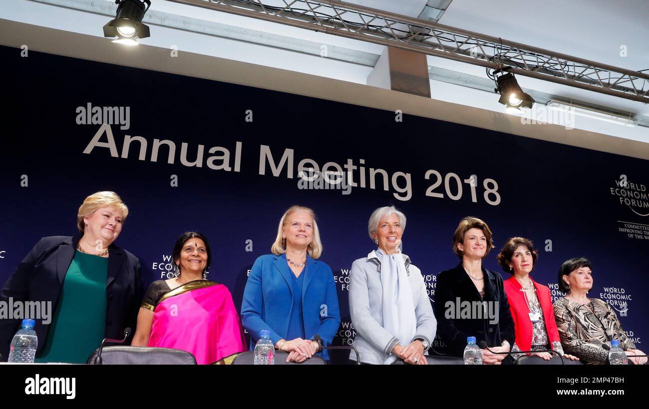 From left, The Co-Chairs of the Annual Meeting Erna Solberg, Prime ...