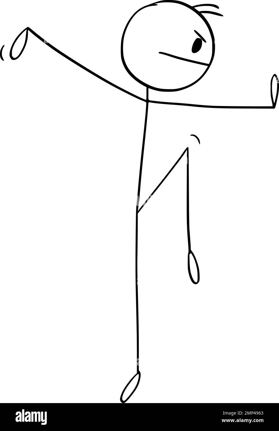 Fighter in Martial Arts or Kung Fu Pose , Vector Cartoon Stick Figure ...