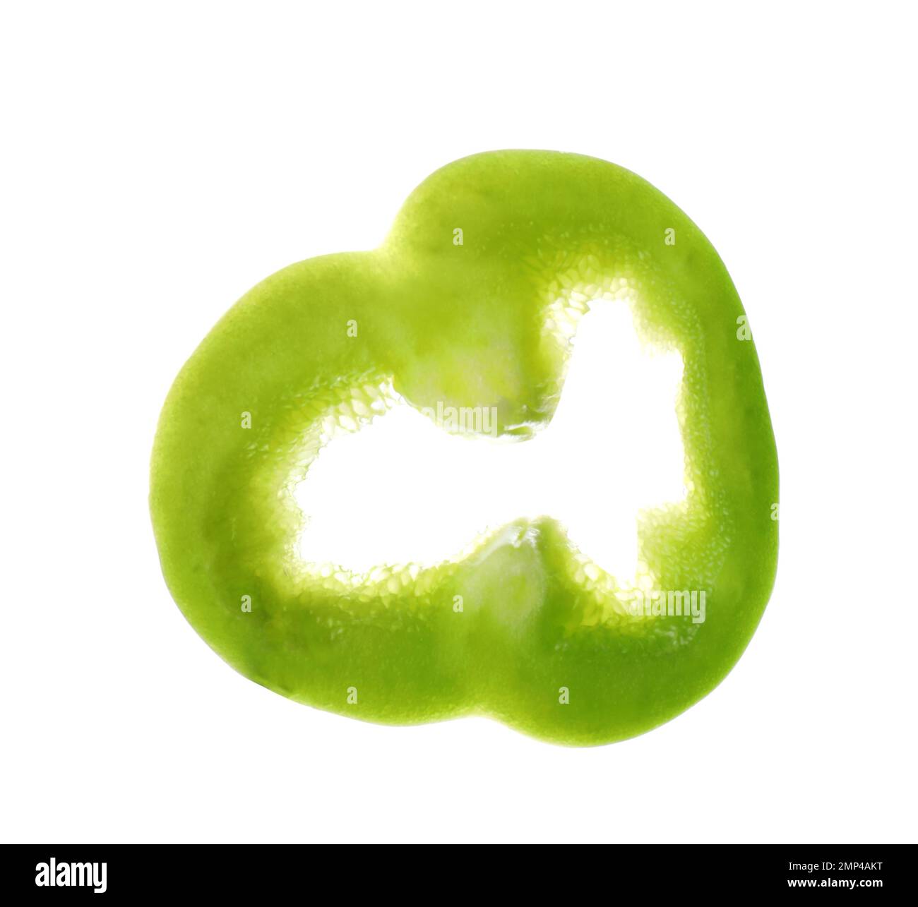 Slice of green bell pepper isolated on white Stock Photo - Alamy