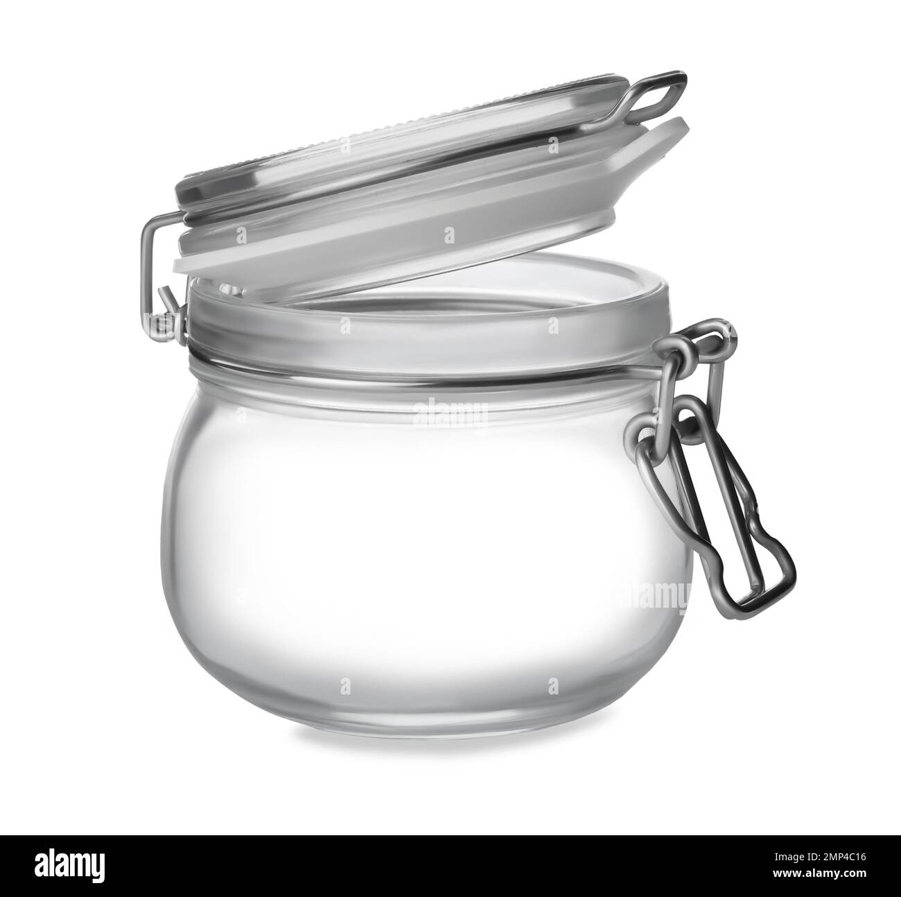 Open empty glass jar isolated on white Stock Photo - Alamy