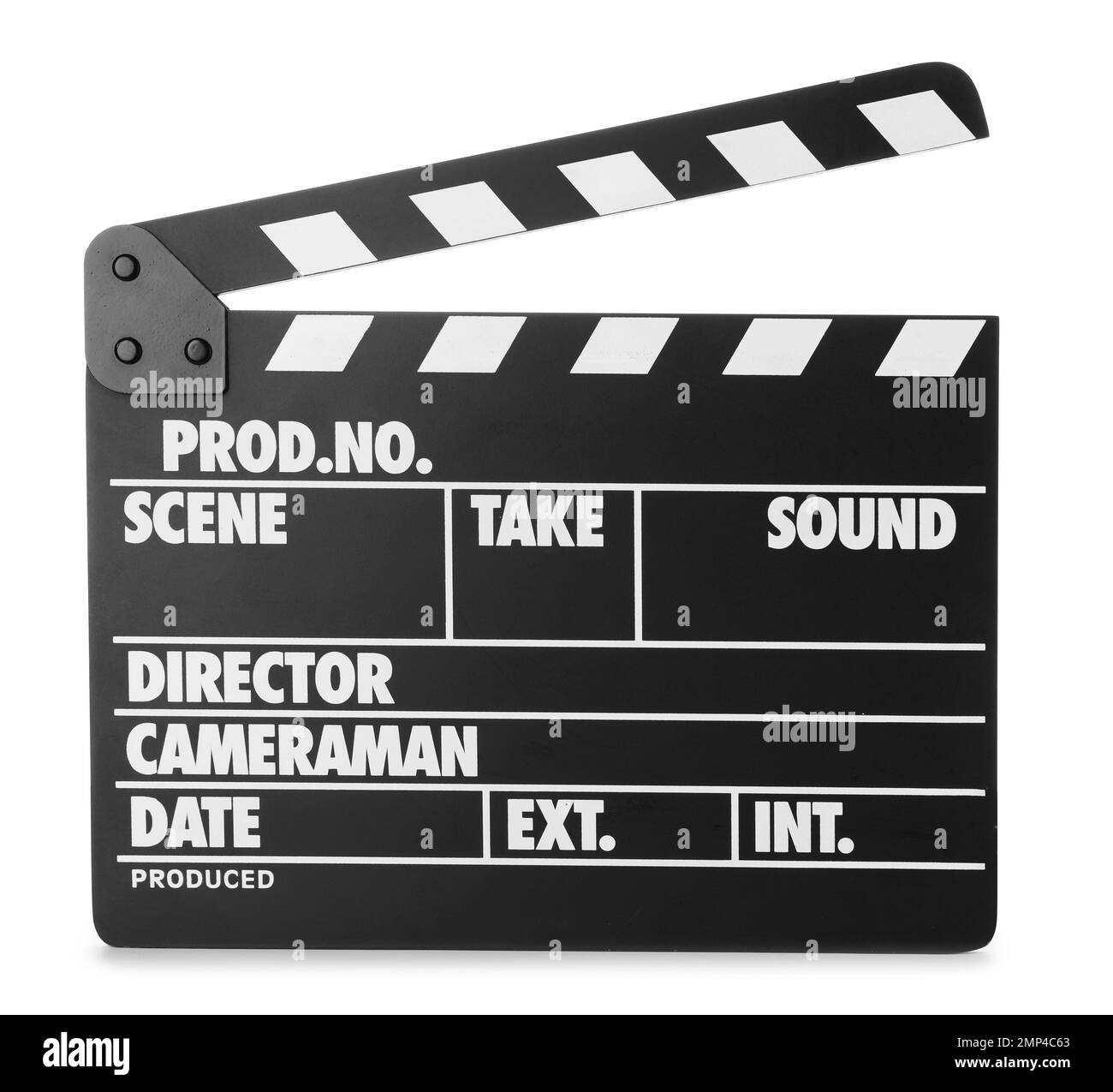 Clapper board isolated on white. Cinema production Stock Photo - Alamy