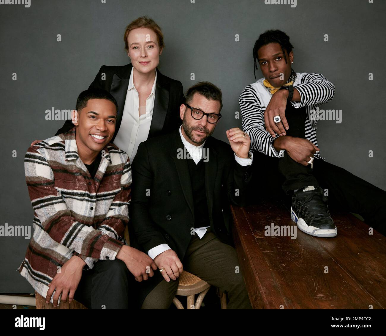 Kelvin Harrison Jr., from left, Jennifer Ehle, director Anthony Mandler ...