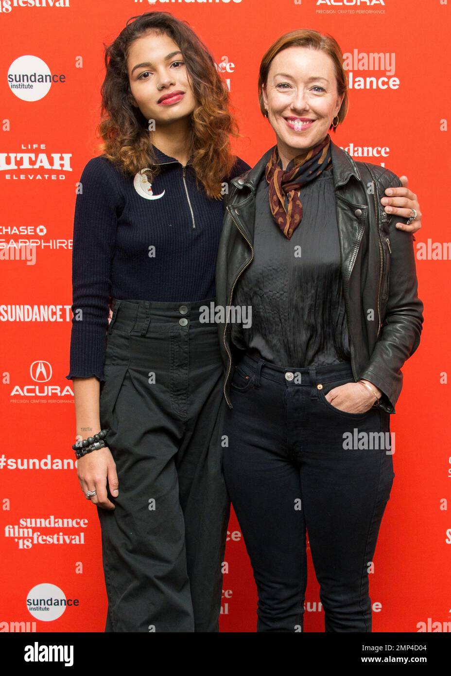 Helena Howard, left, poses with Molly Parker during the premiere of ...