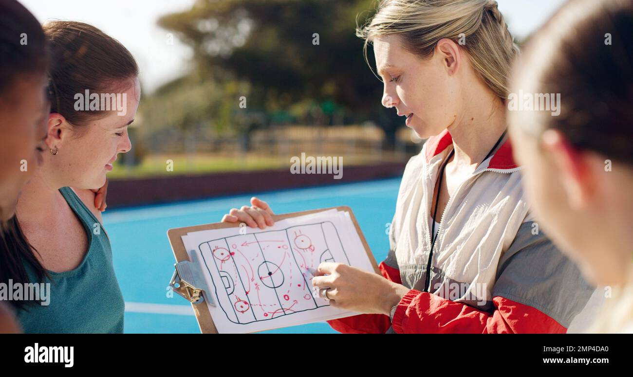 Planning, team and coach with a strategy for hockey, training plan and ...