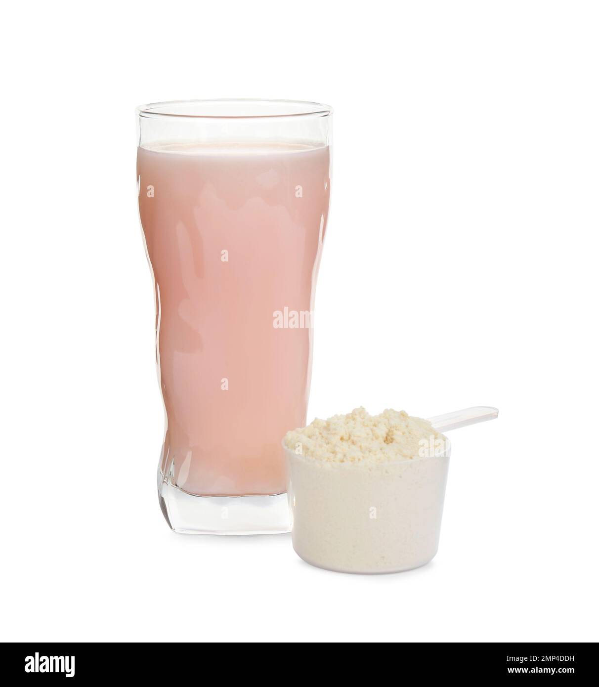 Protein shake and powder isolated on white Stock Photo - Alamy