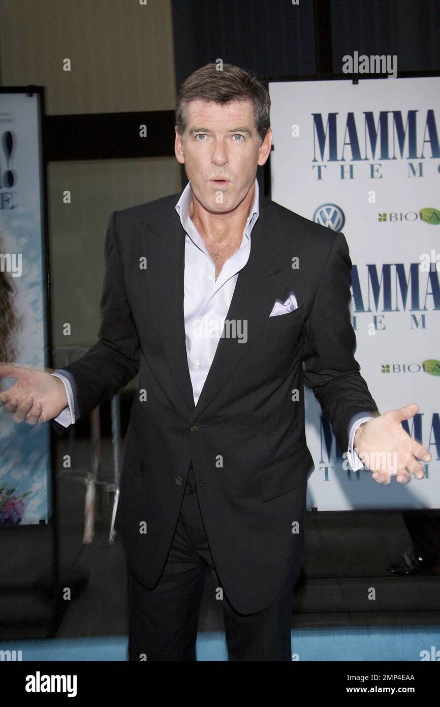 Actor Pierce Brosnan at the premiere of "Mamma Mia!" at The Ziegfield ...