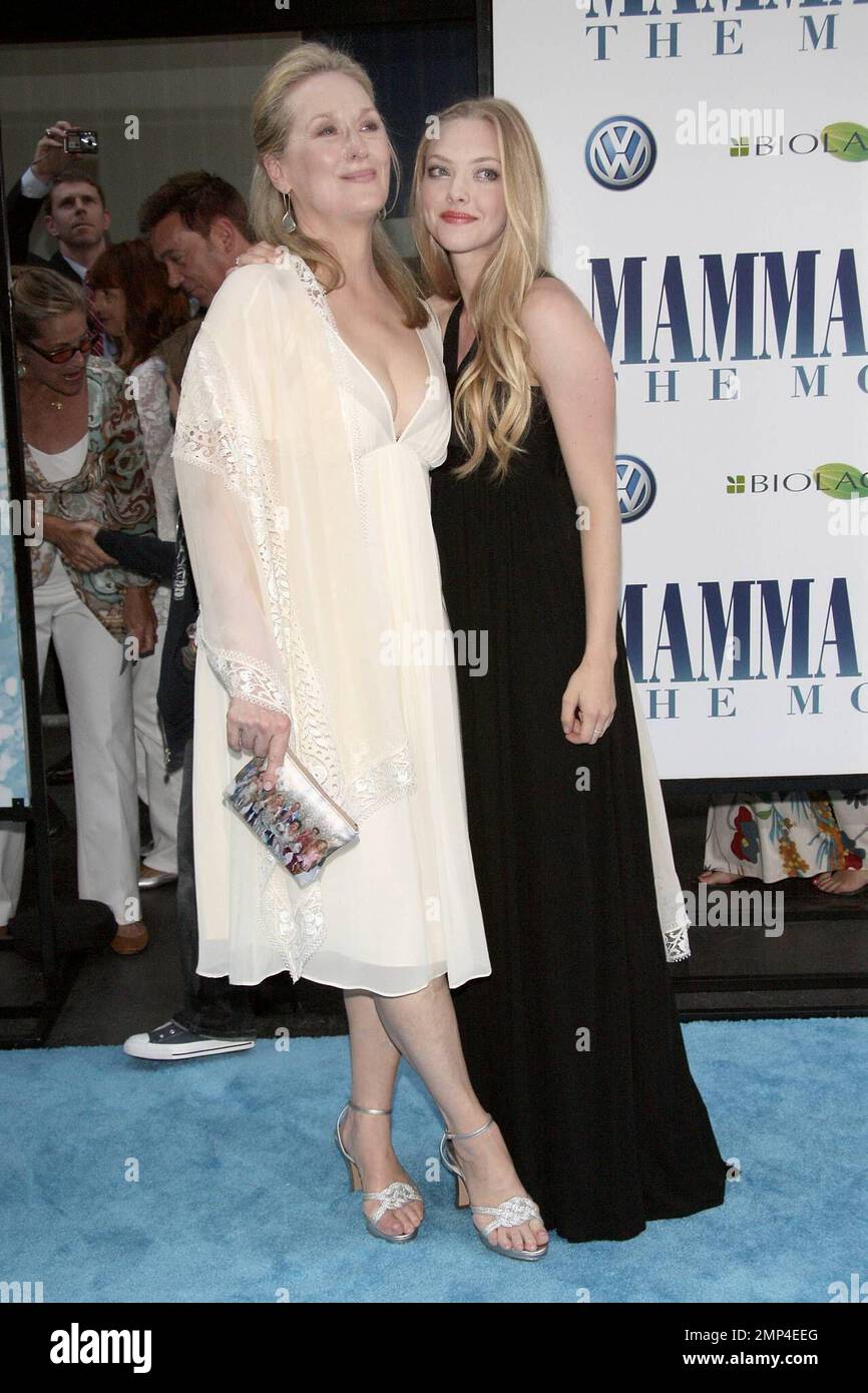 Meryl Streep and Amanda Seyfried at the premiere of "Mamma Mia!" at The ...