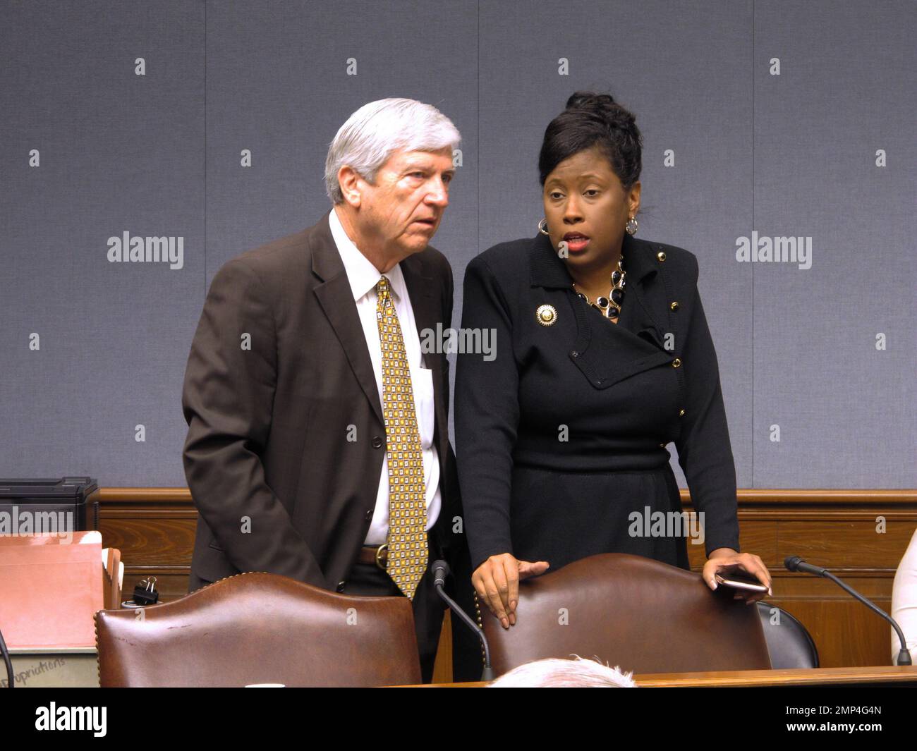 Sen. Gerald Long, R-Winnfield, speaks with Rep. Katrina Jackson, D ...