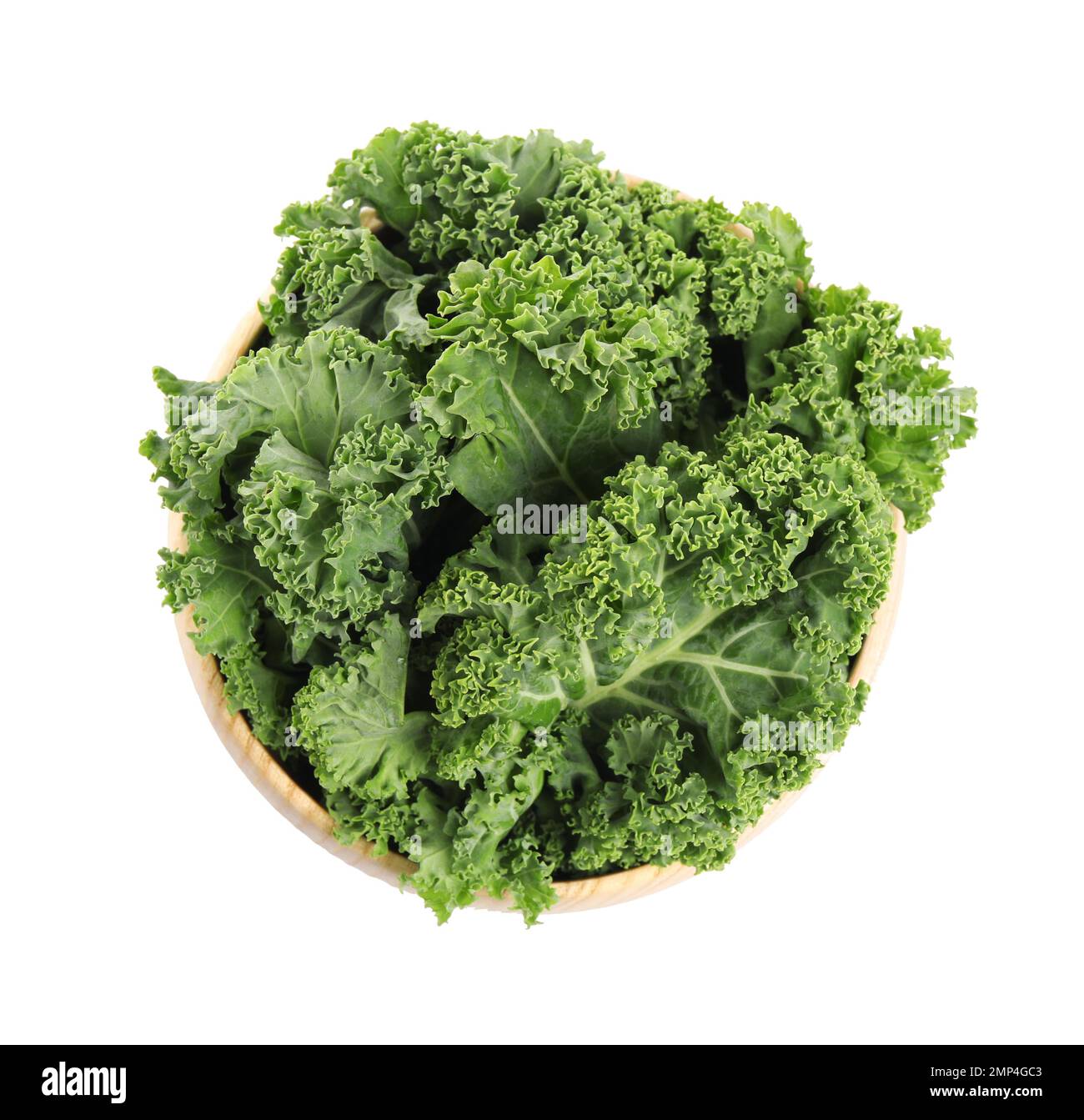 Fresh green kale leaves isolated on white, top view Stock Photo - Alamy