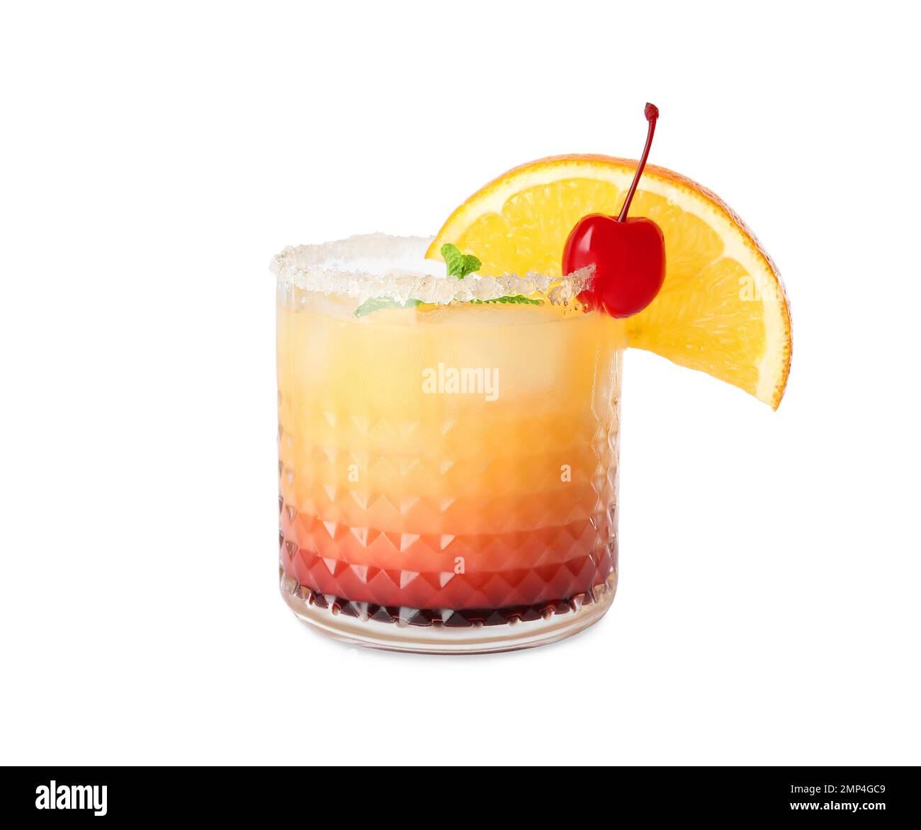 Fresh alcoholic Tequila Sunrise cocktail isolated on white Stock Photo ...