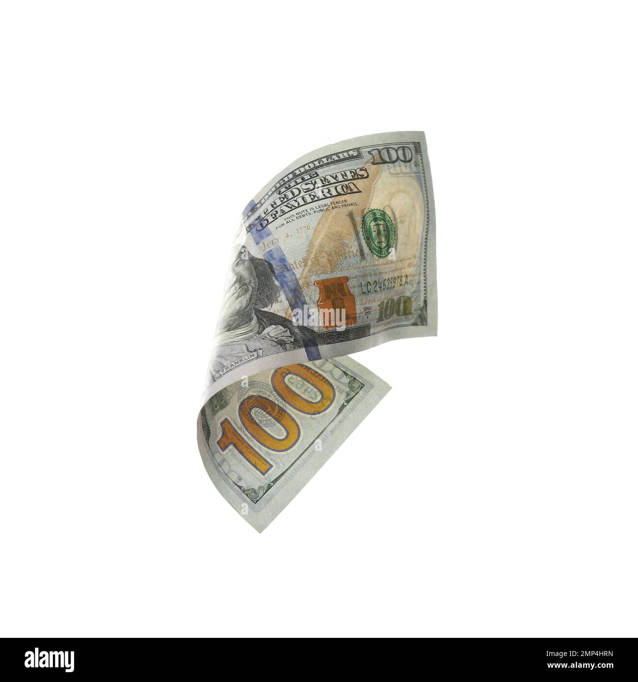 Dollar banknote isolated on white. Flying money Stock Photo - Alamy