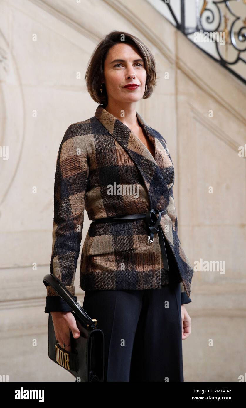 French TV host Alessandra Sublet poses during a photocall before Christian Dior Haute Couture ...