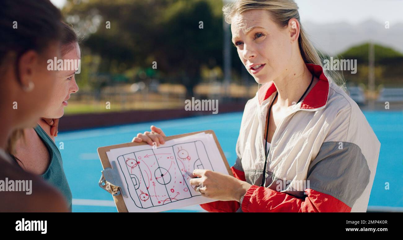 Planning, sports and coach with a strategy for hockey, team training ...