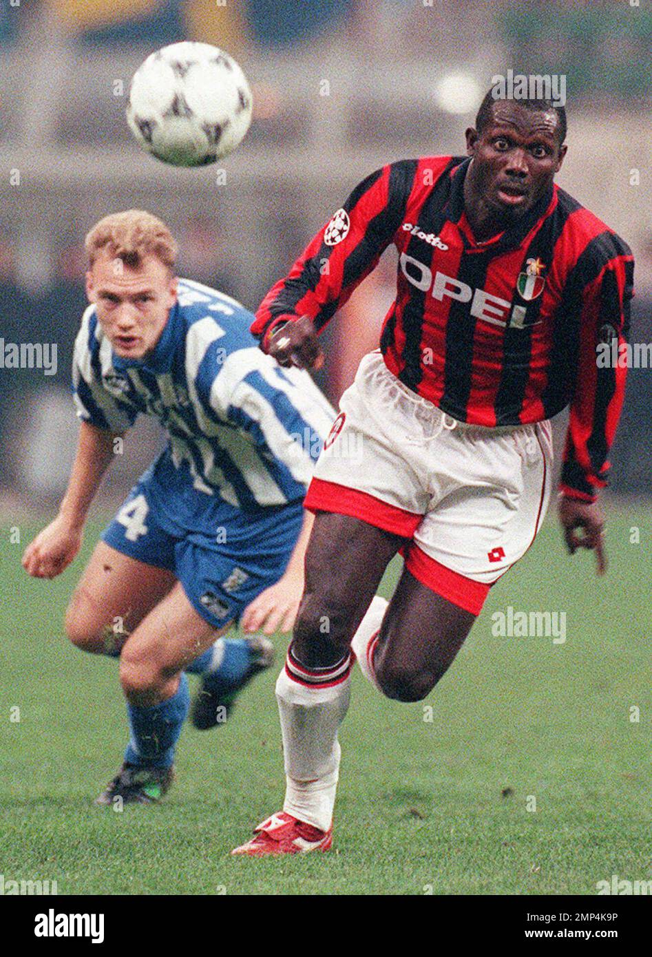 FILE - This is a Wednesday, Oct. 30, 1996 file photo of AC Milan's ...