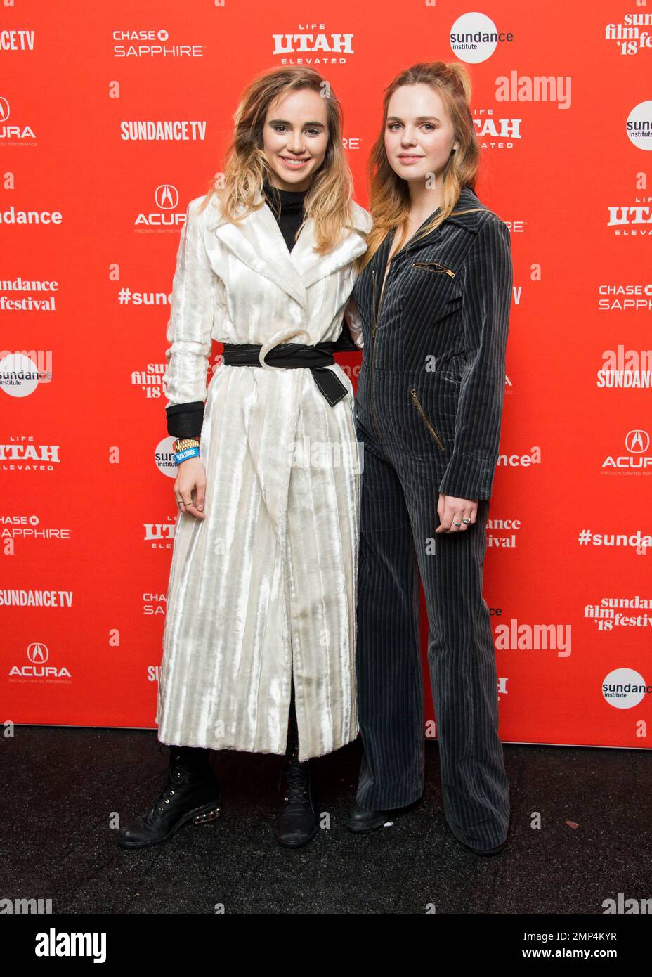 Odessa Young, right, poses with Suki Waterhouse during the premiere of ...