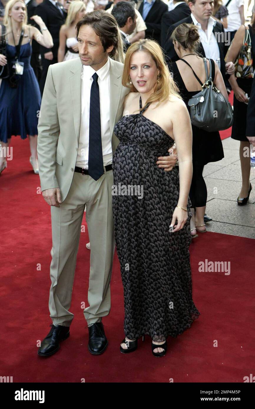 Gillian Anderson and David Duchovny appearing at the UK premiere of the new film "X Files: I ...