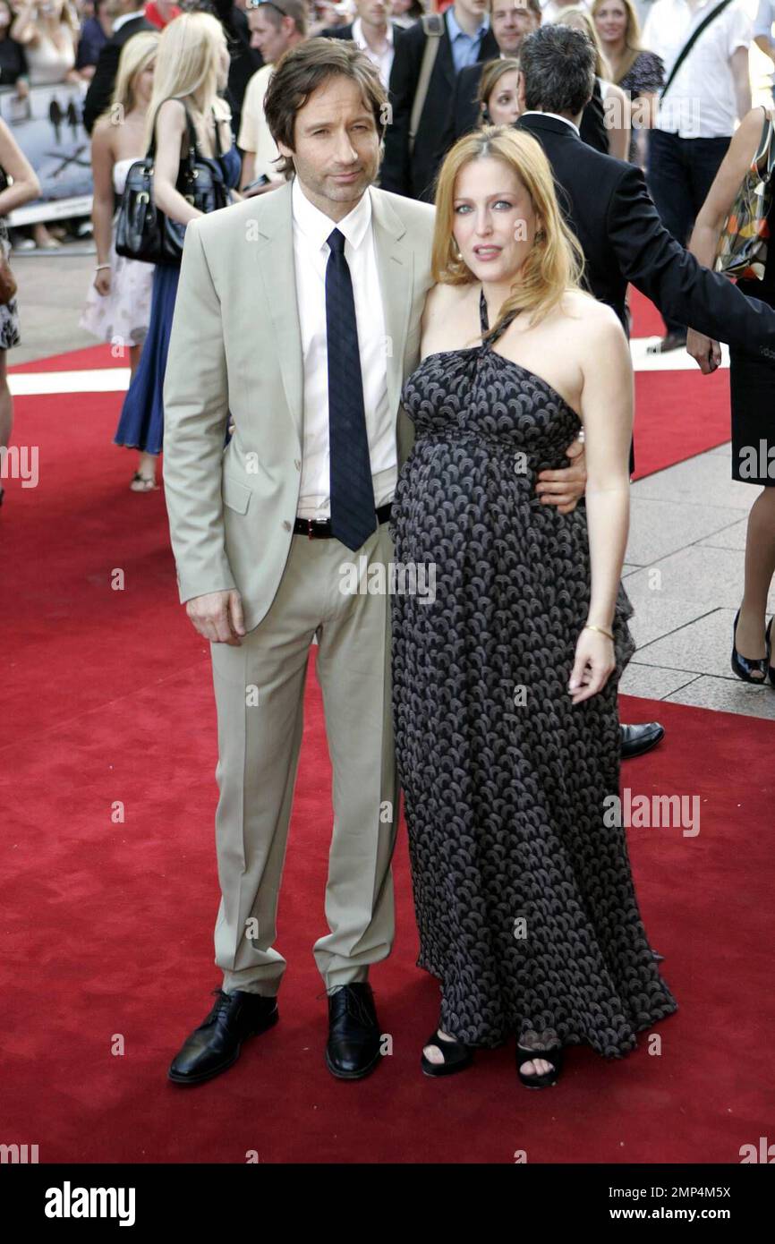 Gillian Anderson and David Duchovny appearing at the UK premiere of the new film "X Files: I ...