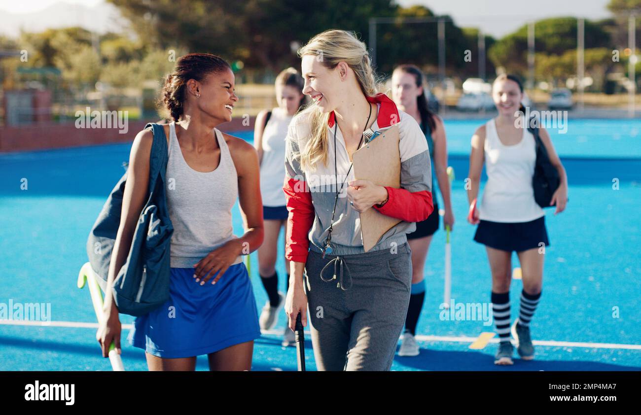 Team leader, hockey and happy discussion with player for coaching ...