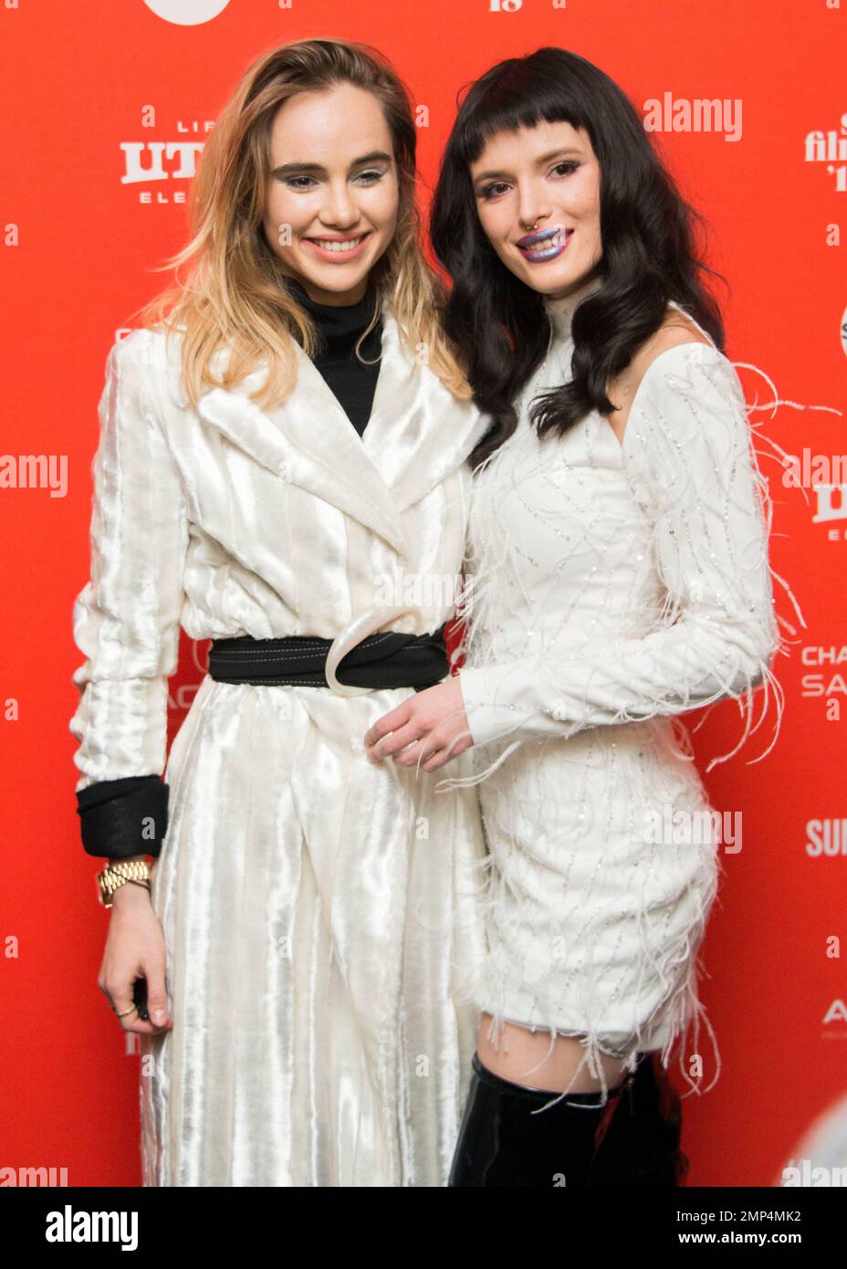 Actresses Suki Waterhouse, left, and Bella Thorne pose during the ...