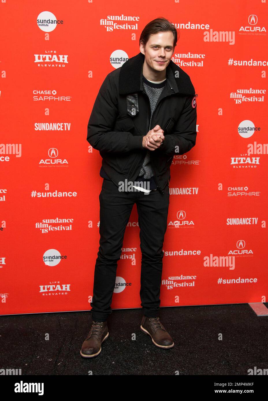 Actor Bill Skarsgard poses during the premiere of "Assassination Nation ...