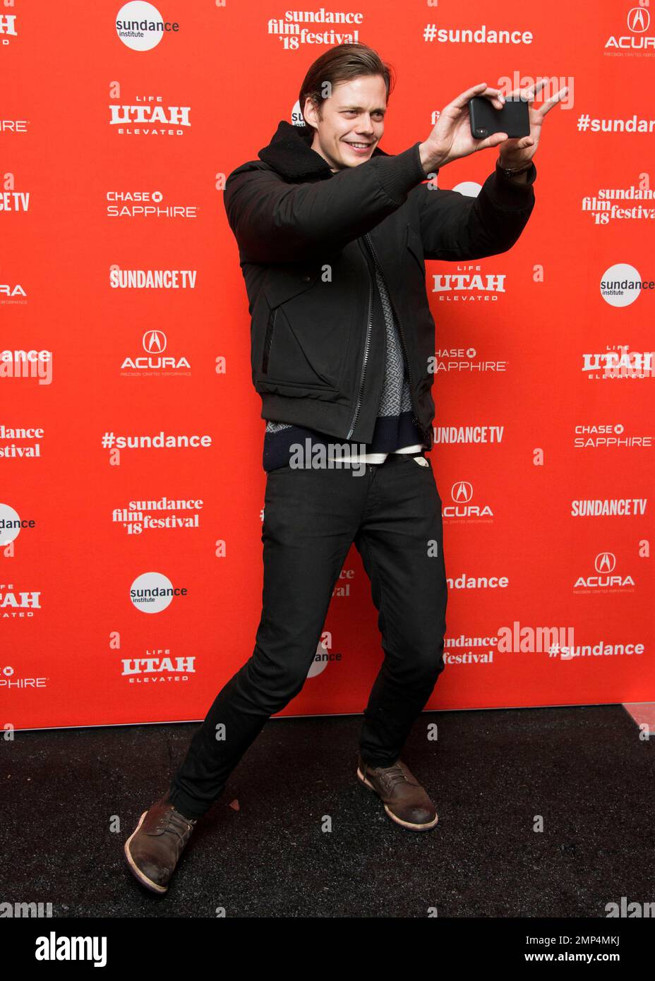 Actor Bill Skarsgard poses during the premiere of "Assassination Nation ...