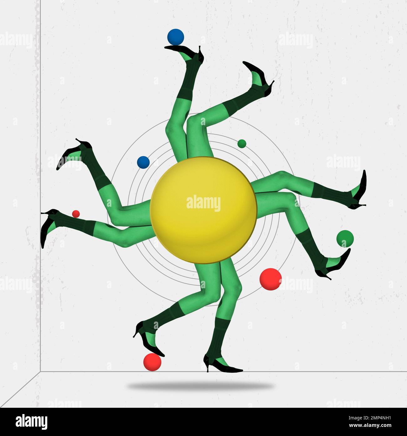 Contemporary art collage. Creative surrealistic design. Game. Female ...