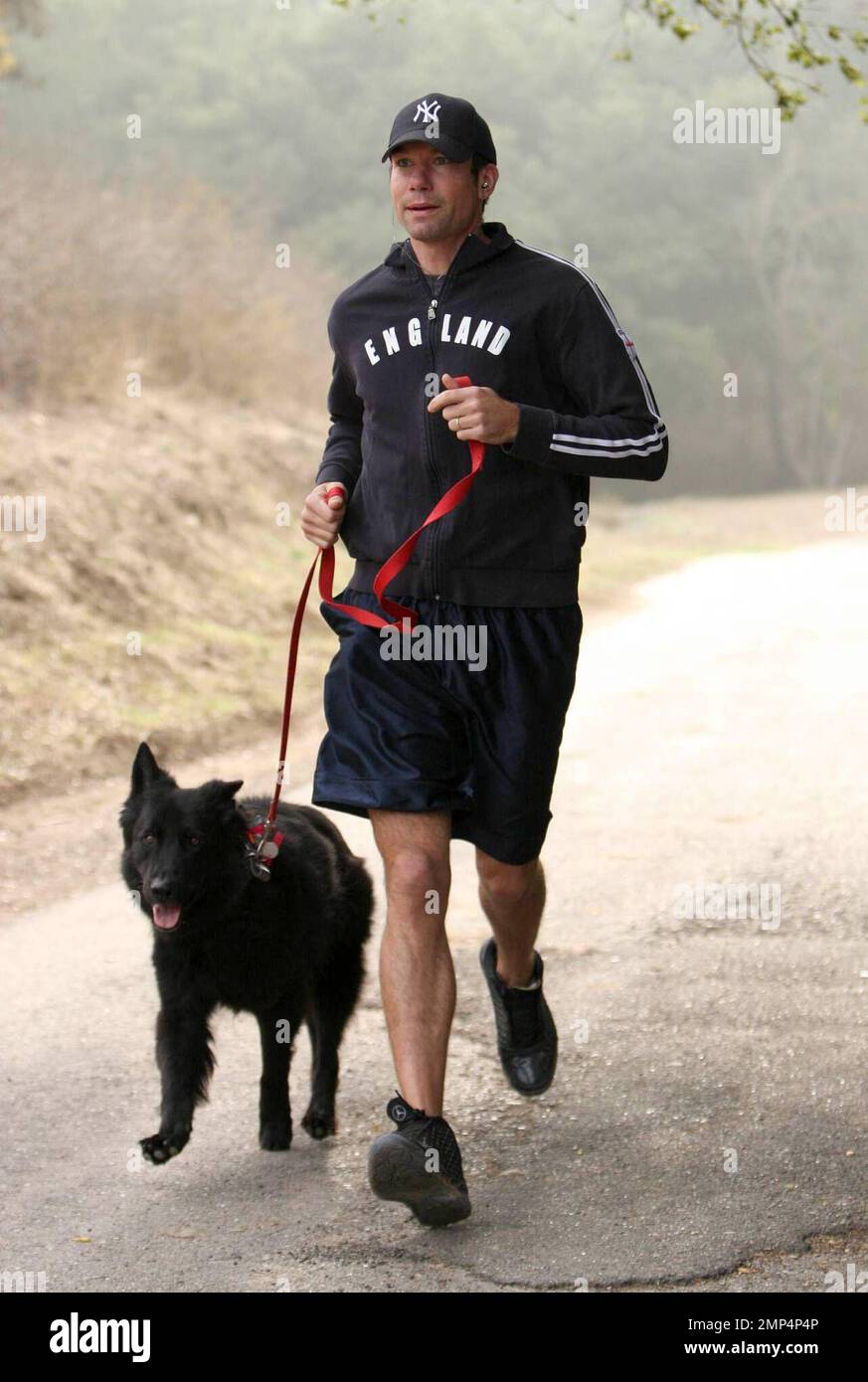 Actor Jerry O'Connell gets in some exercise, jogging with his dog ...