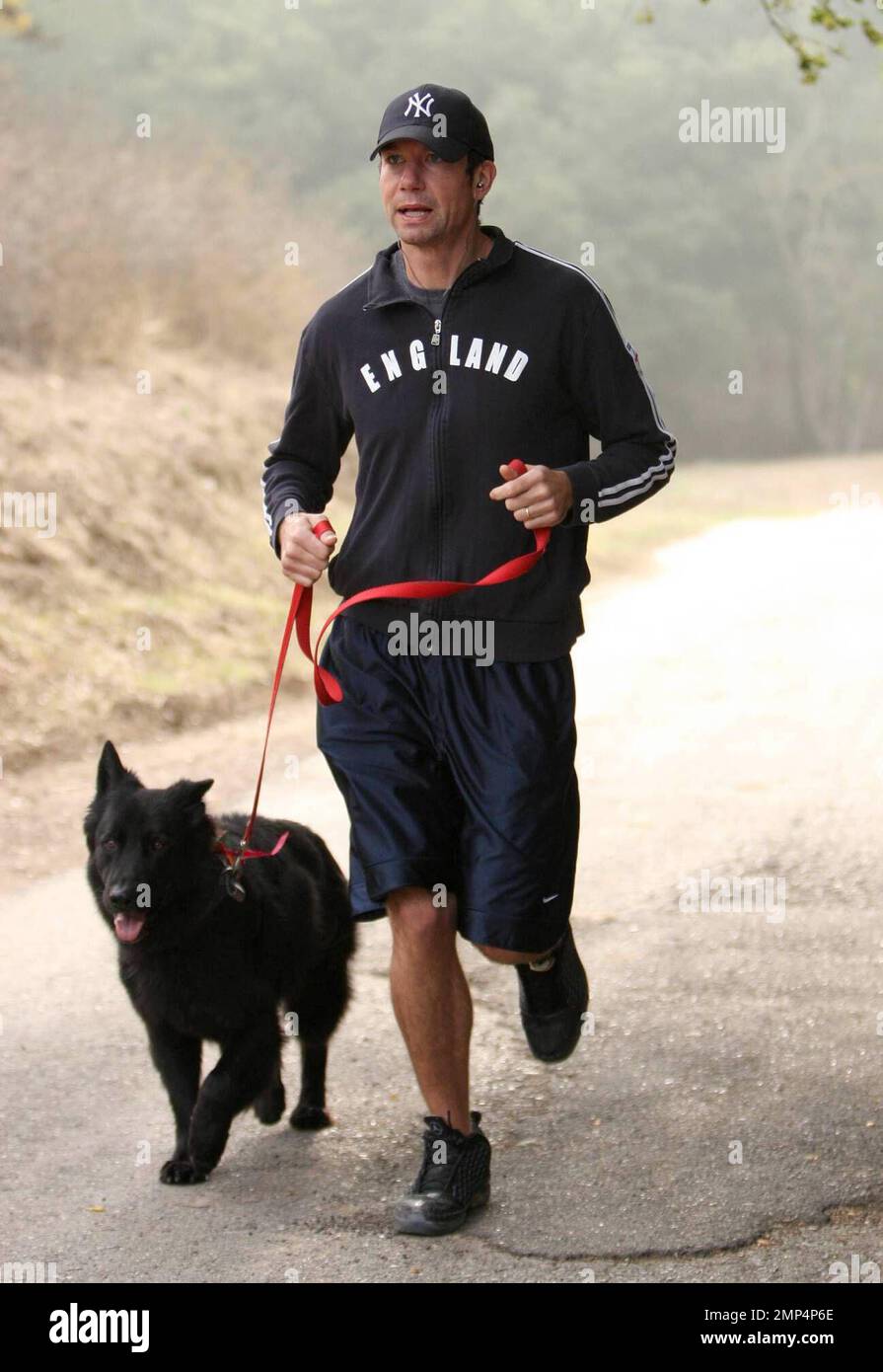 Actor Jerry O'Connell gets in some exercise, jogging with his dog ...