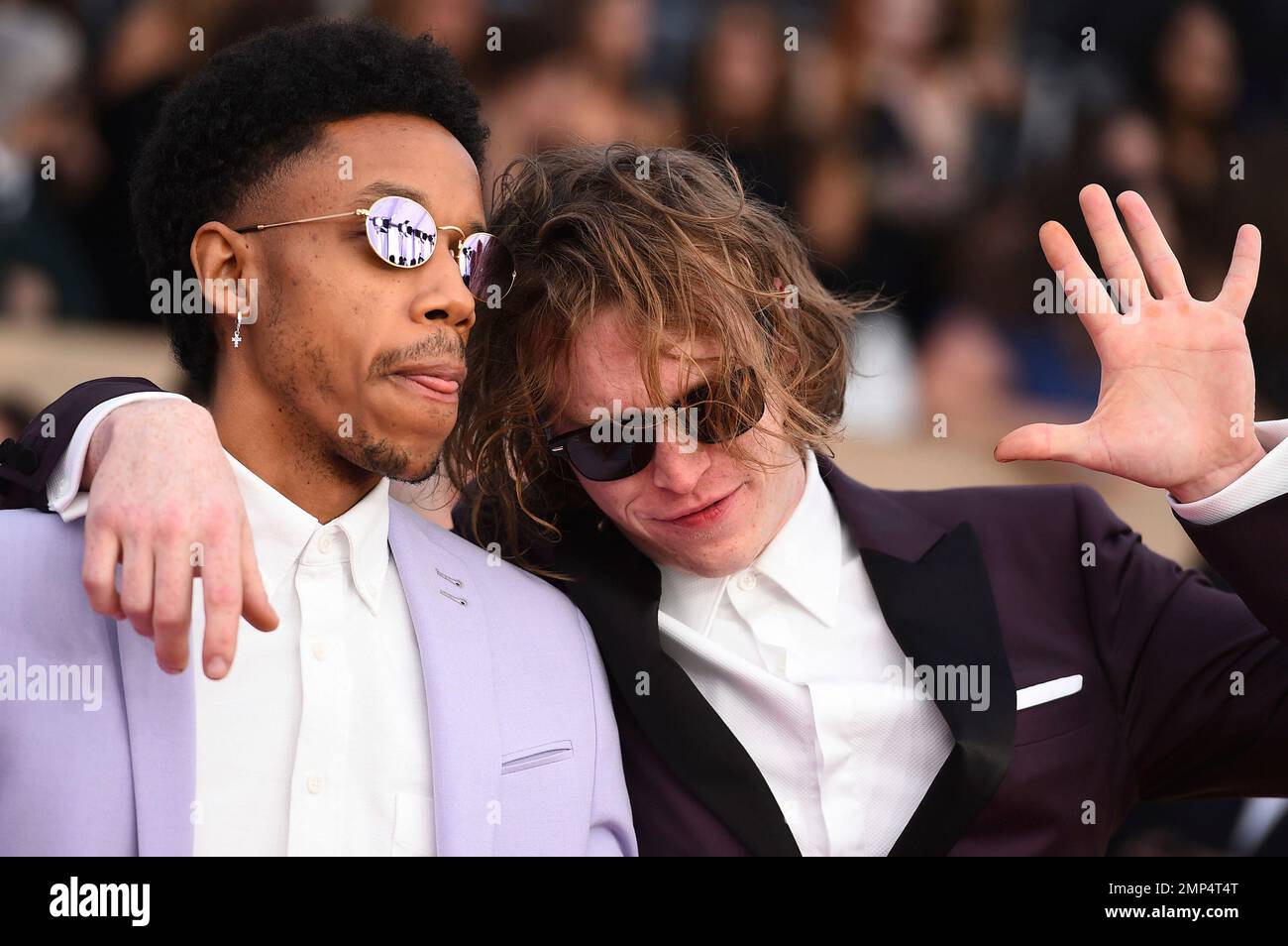 Darrell Britt-Gibson, left, and Caleb Landry Jones arrive at the 24th ...