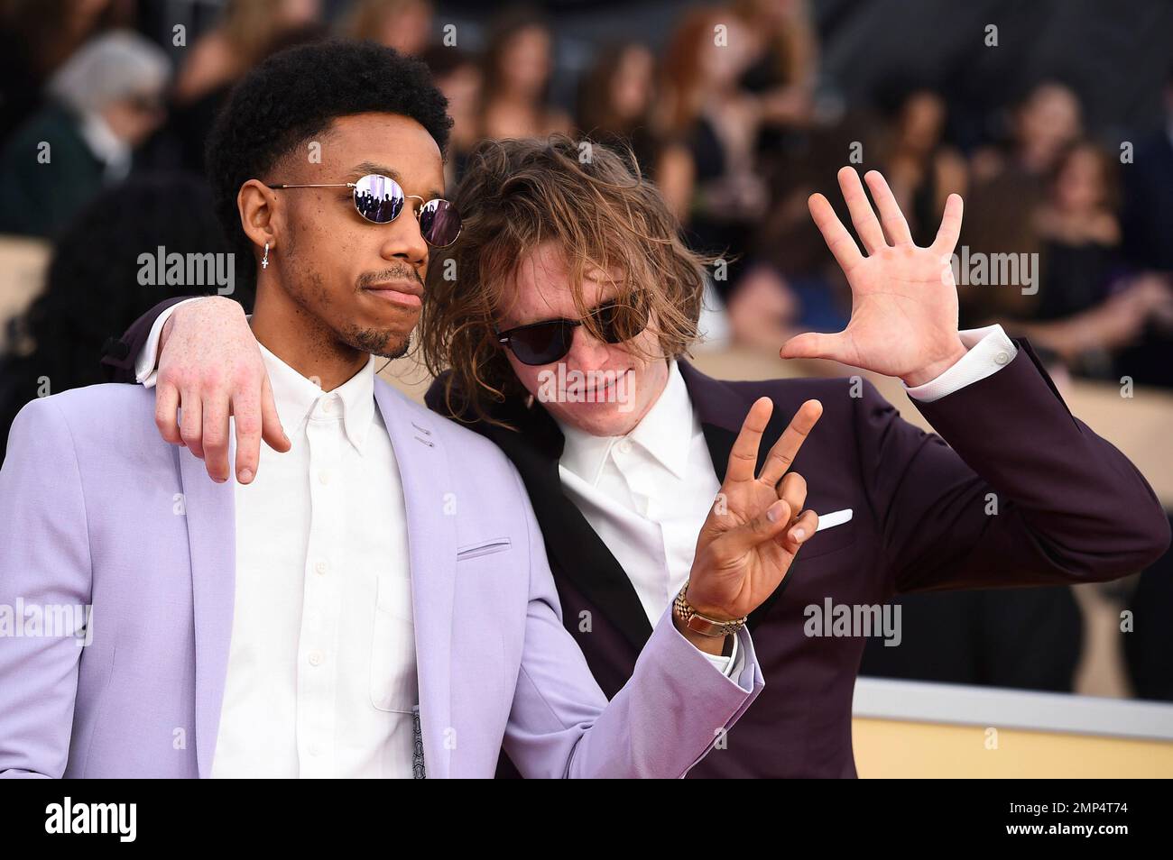 Darrell Britt-Gibson, left, and Caleb Landry Jones arrive at the 24th ...