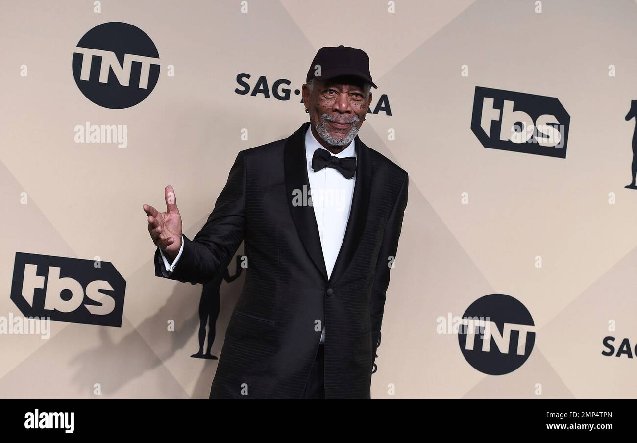 Morgan Freeman poses with his Life Achievement Award in the press room ...