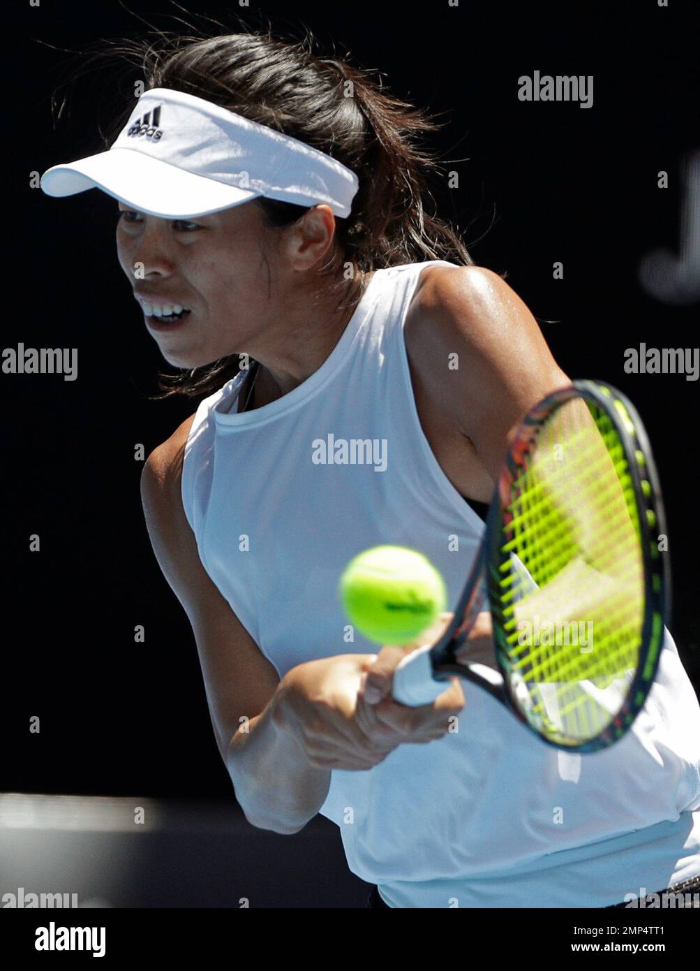 Taiwan's Hsieh Su-wei makes a backhand return to Germany's Angelique ...