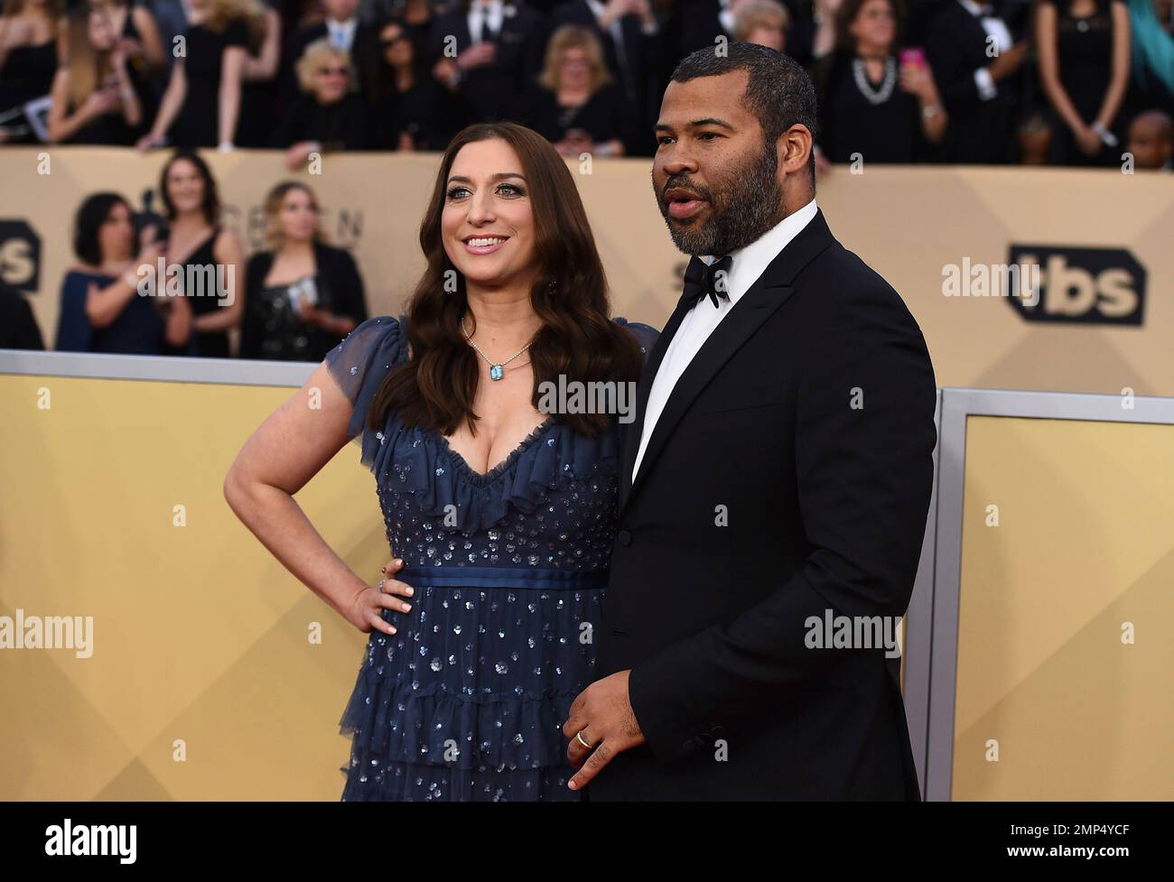 Chelsea Peretti, left, and Jordan Peele arrive at the 24th annual ...