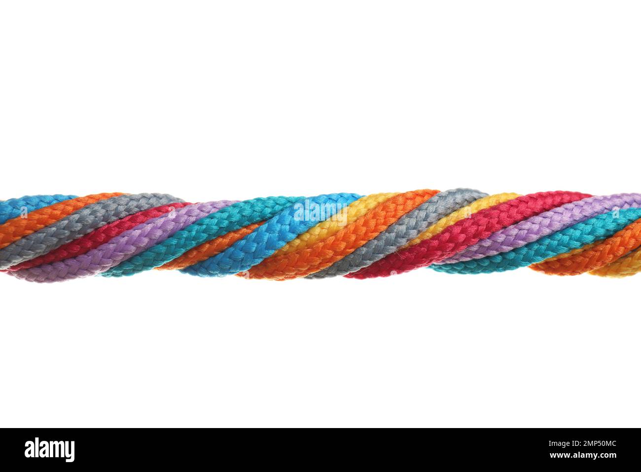 Twisted colorful ropes isolated on white. Unity concept Stock Photo - Alamy