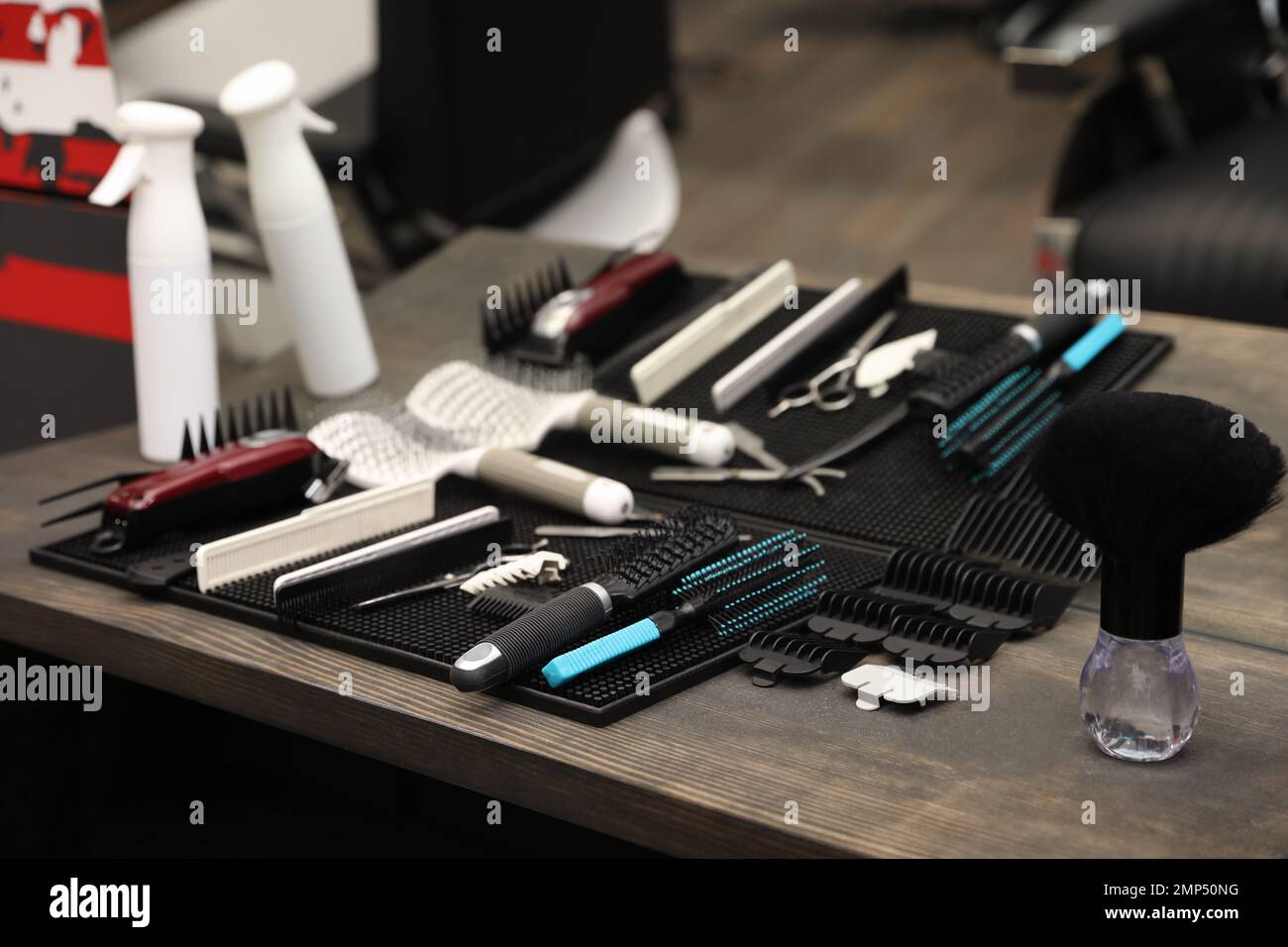 Barber shop table hi-res stock photography and images - Alamy