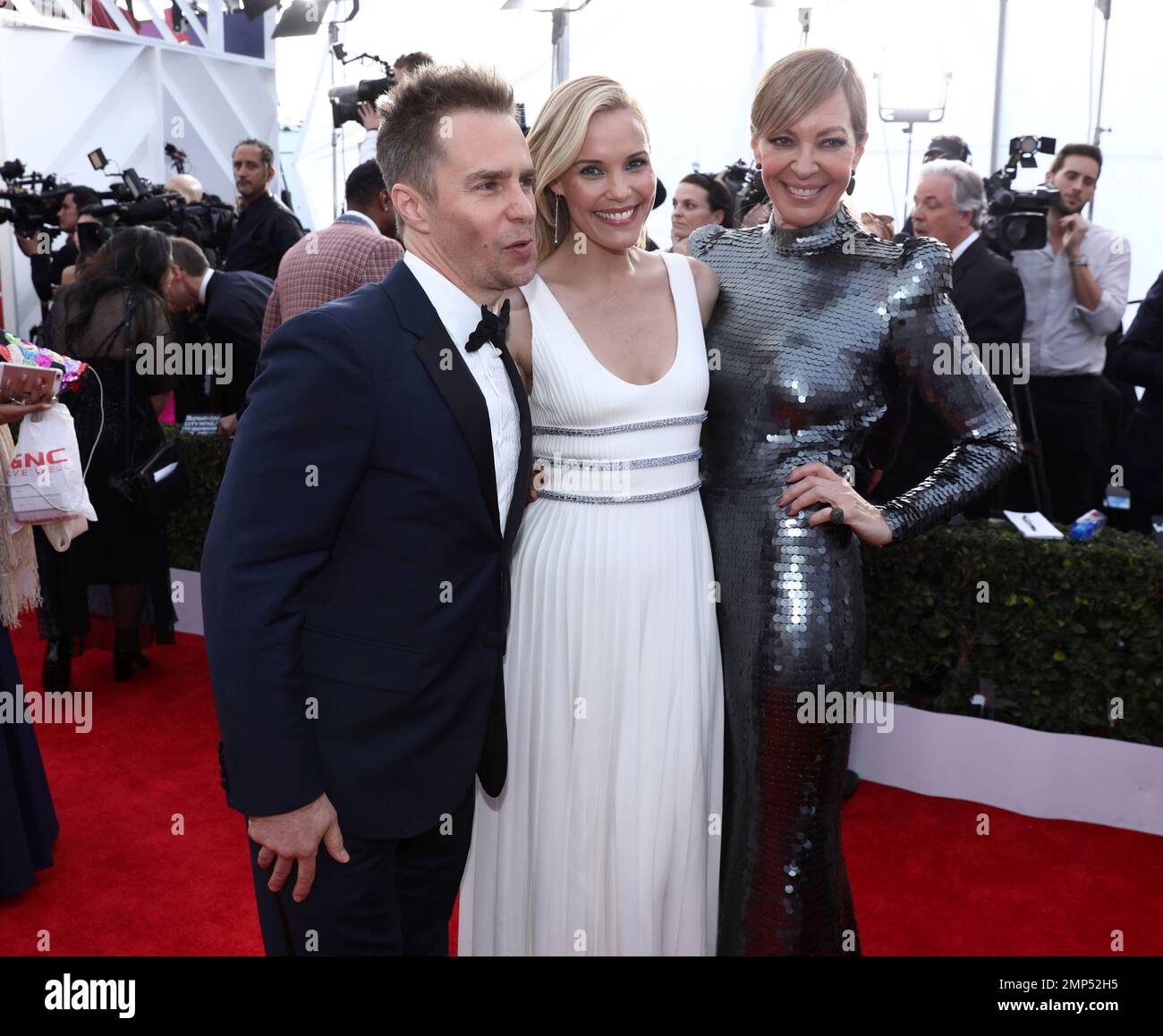 Sam Rockwell, from left, Leslie Bibb and Allison Janney arrive at the ...