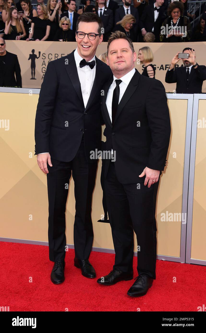 Sean Hayes, left, and Scott Icenogle arrive at the 24th annual Screen ...
