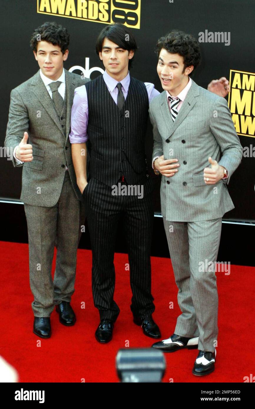 The Jonas Brothers arrive at the 2008 American Music Awards at the Nokia Theatre in Los Angeles ...