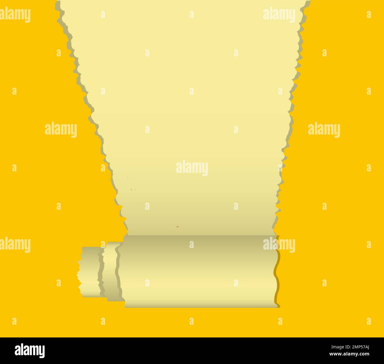 Realistic lifelike paper banners with rolled scrolls on solid ...