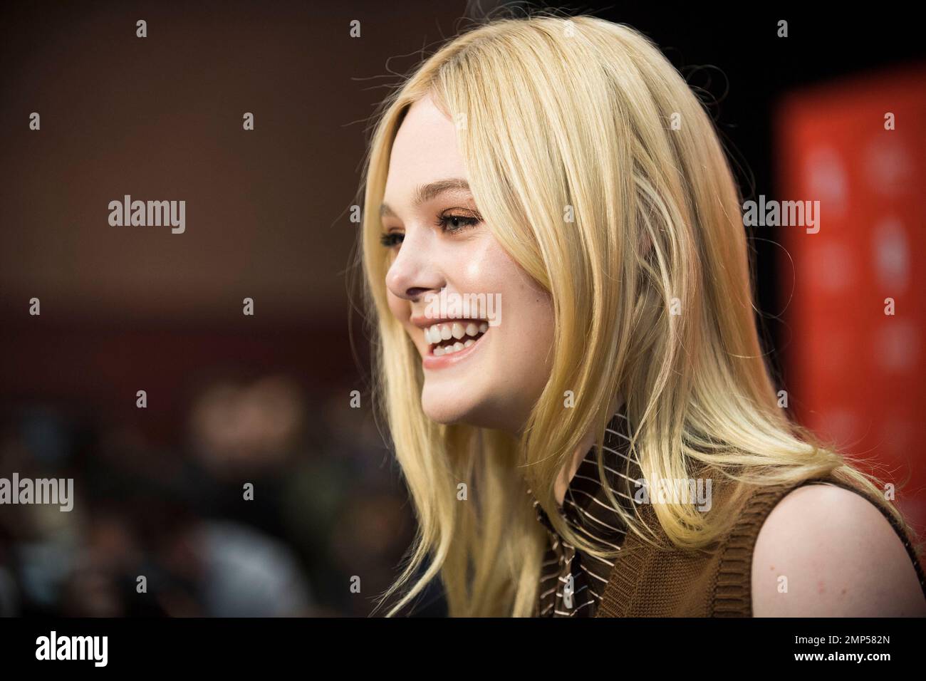 Actress Elle Fanning poses during the premiere of "I Think We're Alone ...