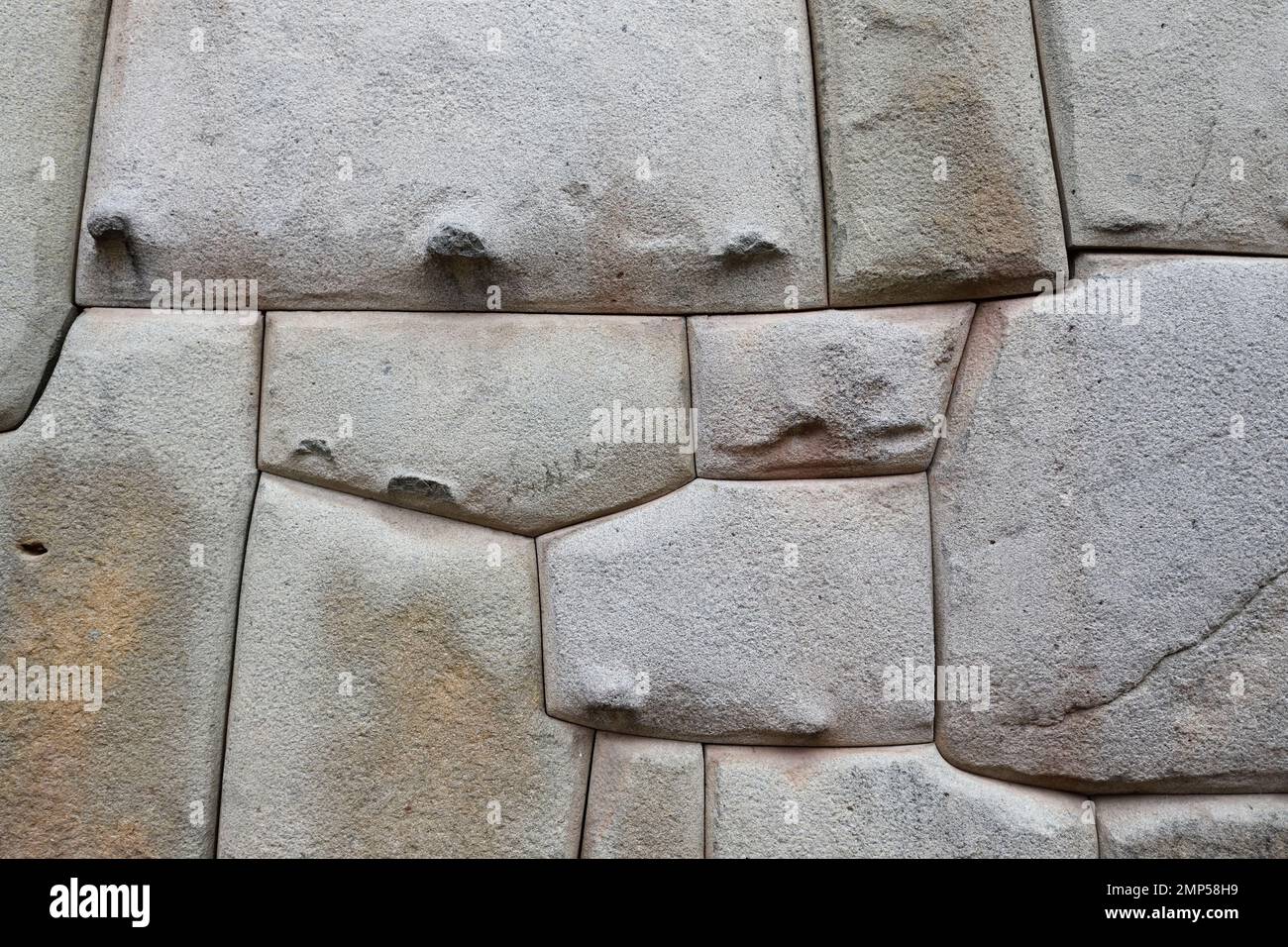 Stone Inca masonry in the wall of the archbishop residence, Cusco, Peru ...