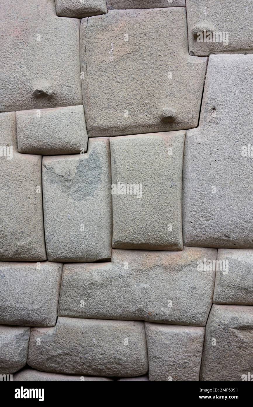Stone Inca masonry in the wall of the archbishop residence, Cusco, Peru ...