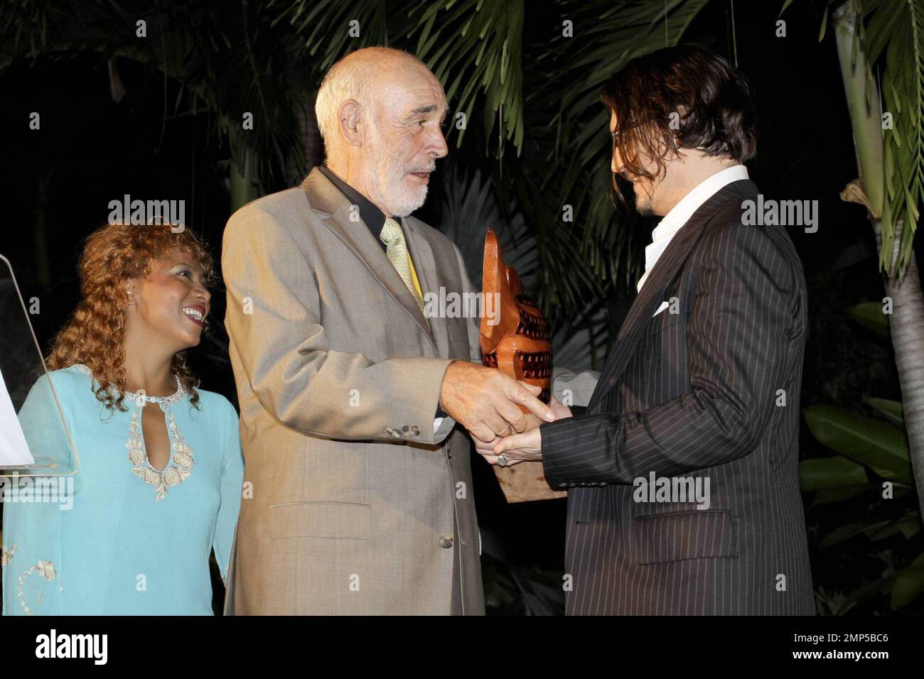 Johnny Depp with Leslie Vanderpool, BIFF founder, and Sir Sean Connery ...