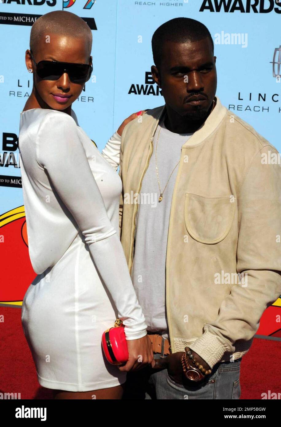 Amber Rose and Kanye West at the BET Awards 2009 at the Shrine ...