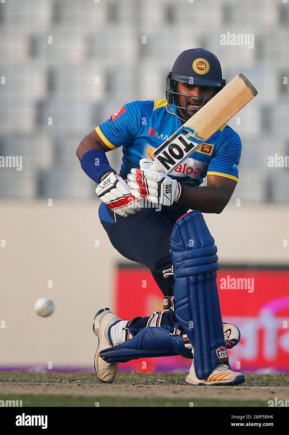 Sri Lanka's Kusal Perera plays a shot during the Tri-Nation one-day ...
